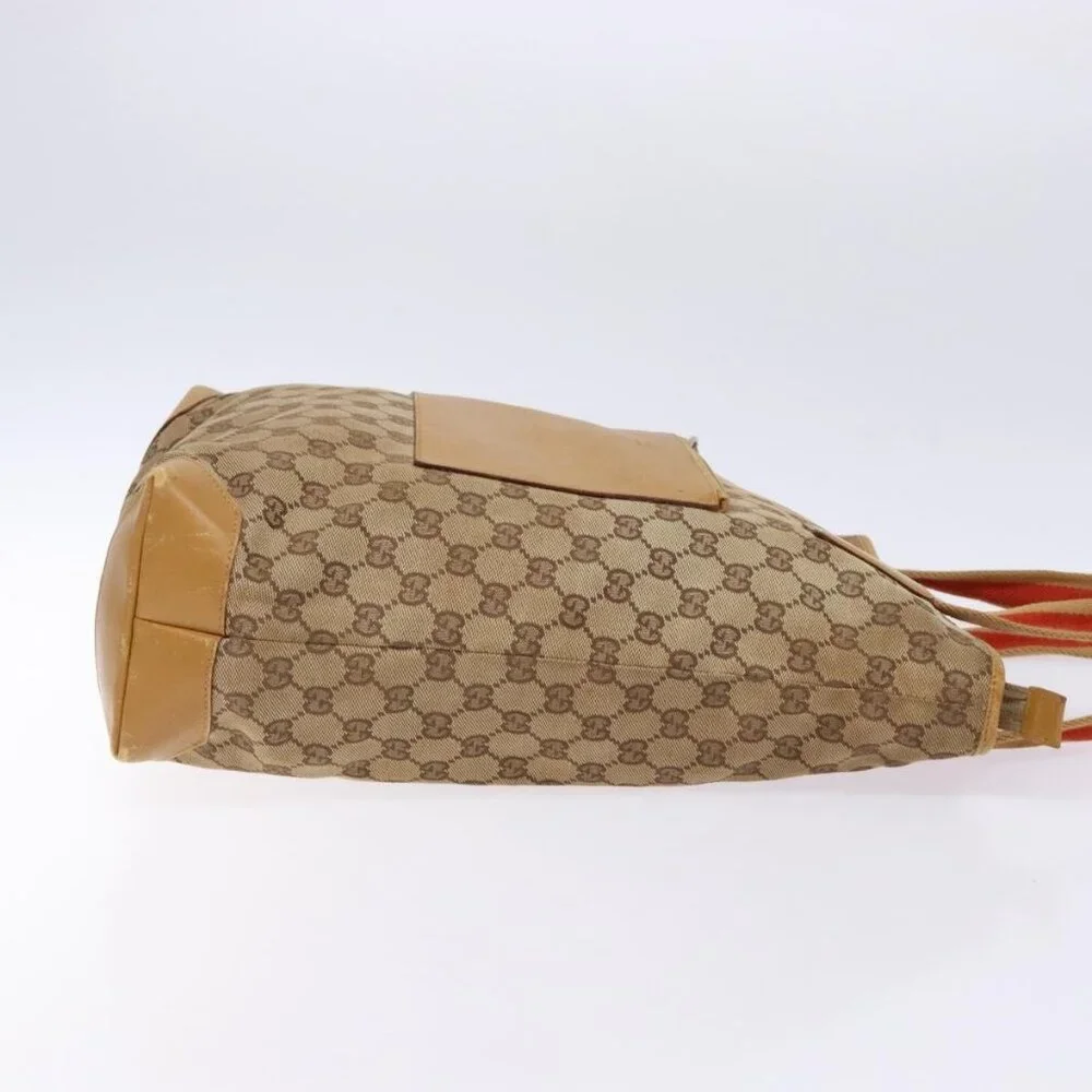 Gucci | Bags | Gucci Gg Canvas Tote Bag Beige Silver 9 0401 Auth | Poshmark